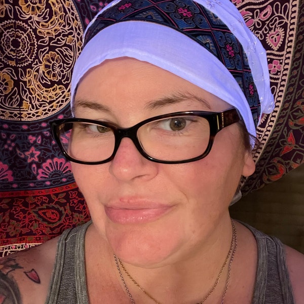 100% Cotton Light Pink Vines Medium Headcovering, Prayer Covering ...