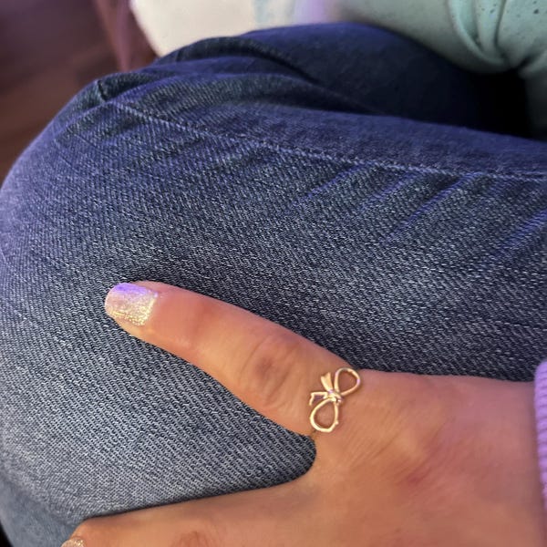 14K Solid Gold Bow Ring Minimalist Rings Classic Little Bow Ring Delicate Simple Ring Daily Ring ...