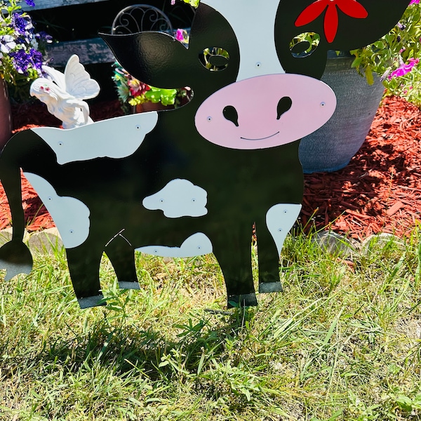 Metal Outdoor Cow Yard Stake/ Cow Farm Decoration/rustic Decoration ...