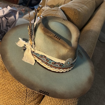 Lady May 2 Custom Burned Hat. Western, Wide Brim - Etsy