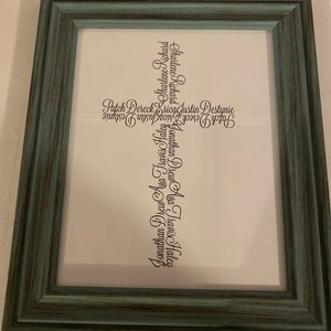 Personalized Wedding Gift Name Cross Art Print 8x10 Anniversary FREE ...