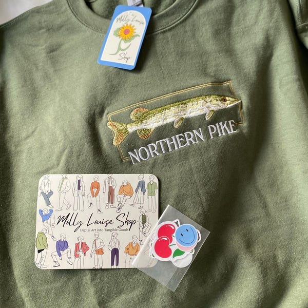 Embroidered Northern Pike Sweatshirt - Etsy