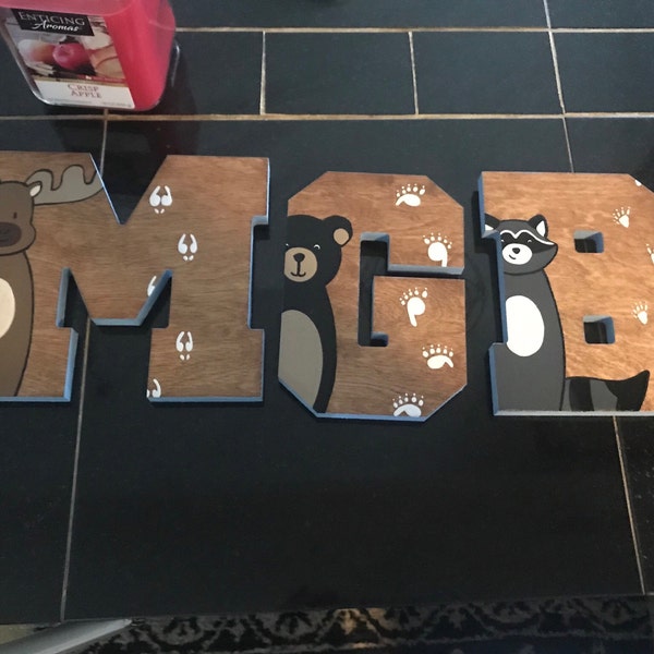 Wooden Letters for Nursery, Woodland Nursery Decor, Hand Painted Wood ...