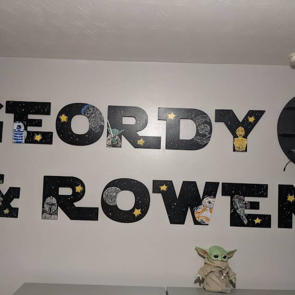 Star Jedi Space Wars Painted Letters, Black Star Jedi Painted Letters ...