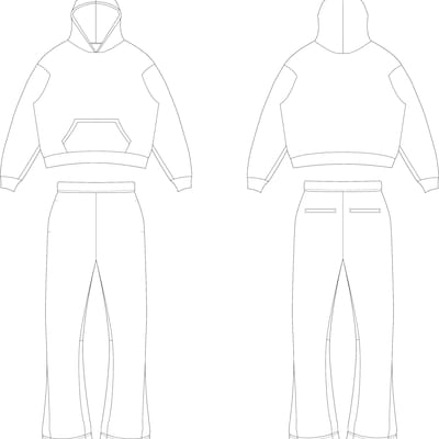 Streetwear Tracksuit Template Flared Set Pack Vector Mockup Illustrator ...