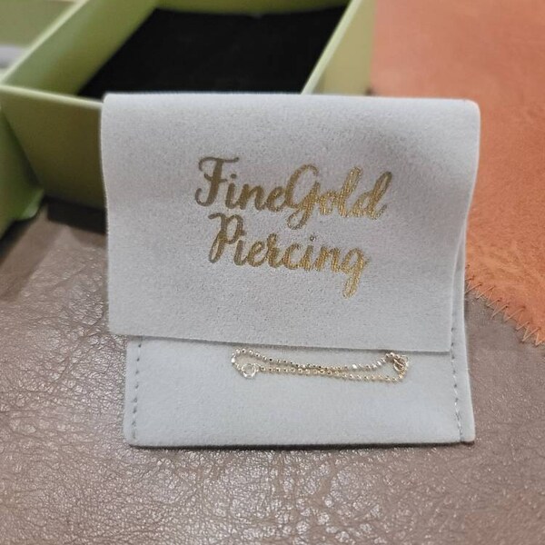 14K Solid Gold Chain Attachment Beaded Chain Dangle Ear Jacket Chain ...