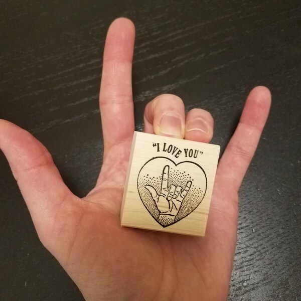 I Love You Sign Language Rubber Stamp 2674 - Etsy