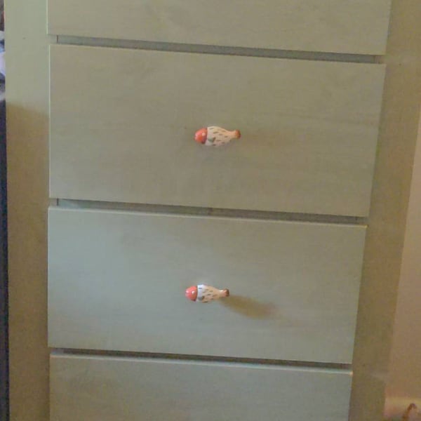 Ceramic FISH Knob -bass Perch Trout Decorative Dresser Drawer Pull ...