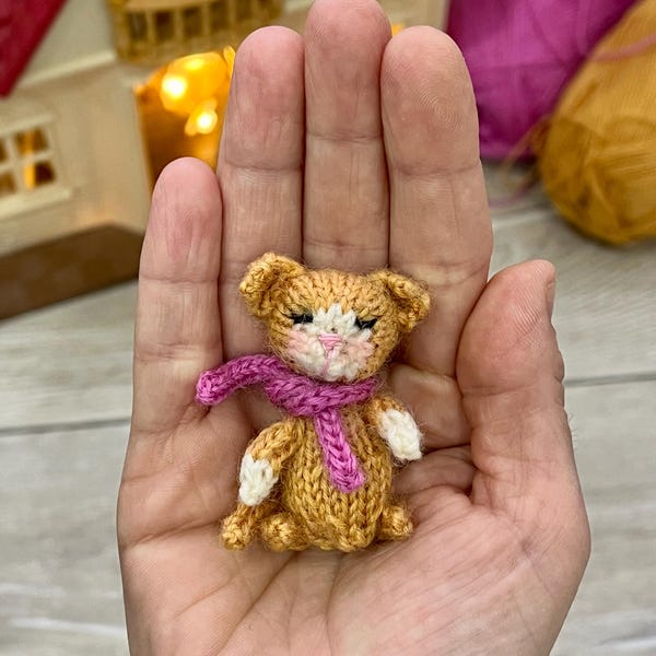 Mini Cat Knitting Pattern Tiny Pet Pattern. Nimble Mouse as a Gift ...