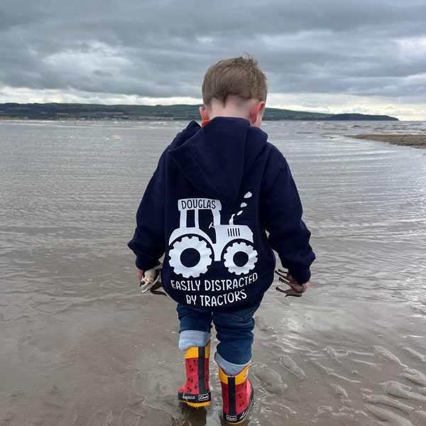 Personalised Kids Tractor 'trainee Little Farmer' Hoodie Jumper - Etsy UK