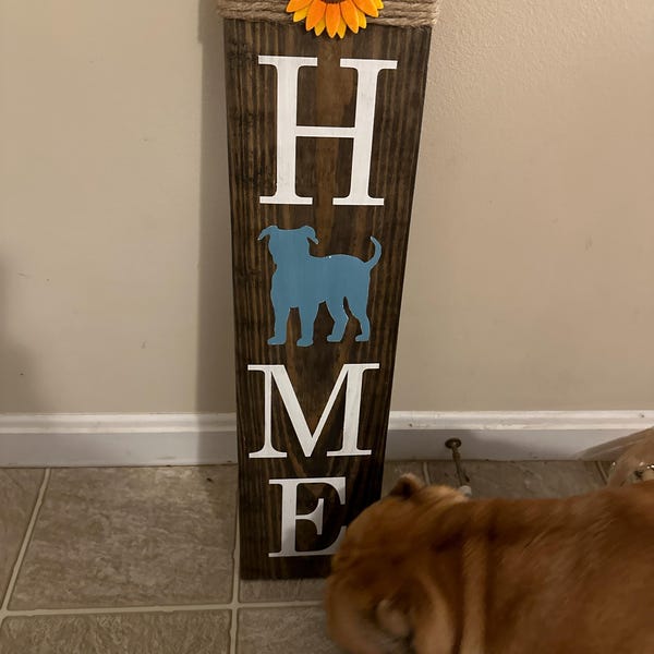 Horizontal Symbol Sign Dog Home Sign Rustic Dog Sign Paw Print Home ...