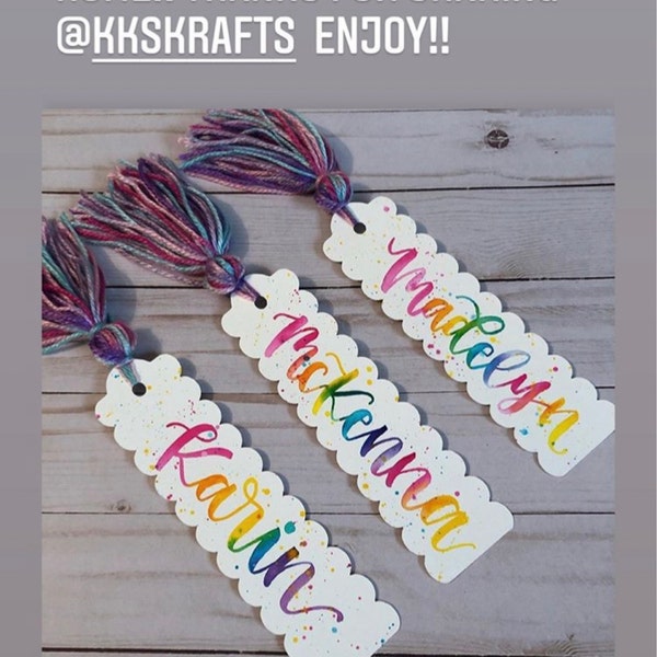 Personalized Bookmark Custom With Watercolor Hand Lettered Calligraphy ...