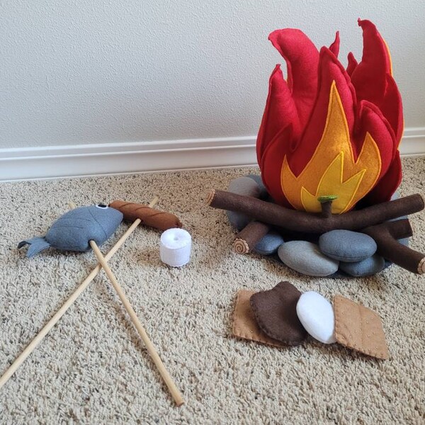 Felt Campfire Play Set With LED Lights, Pretend Play Food - Etsy