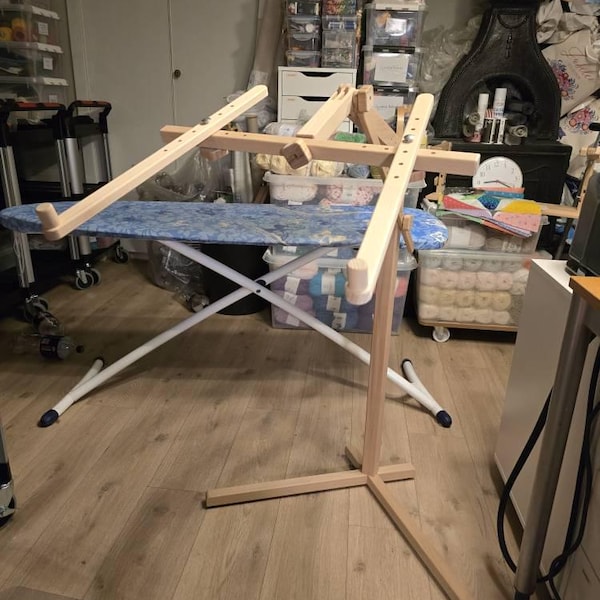 Tambour Embroidery Frame With Stand, Wooden Cross Stitch Hoop on Holder ...