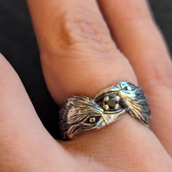 Raven Silver Ring Hugin and Munin, Norse Raven Jewelry, Chunky Silver ...
