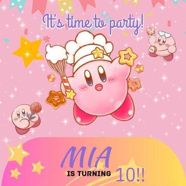 Editable Kirby Birthday Invitation Template, Fourth Birthday Party ...