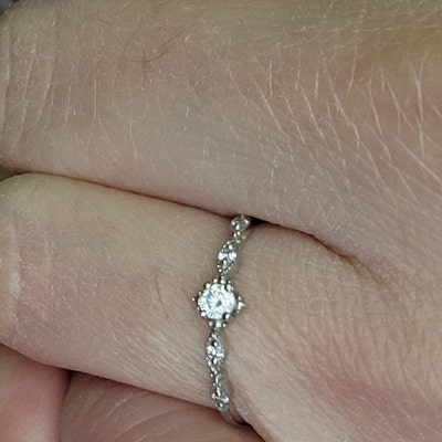 Women Silver Engagement Ring, Simple Art Deco Engagement Ring, Unique ...