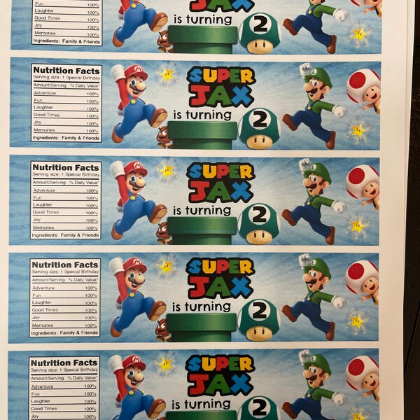Super Mario Bottle Labels, Super Mario Bottle Labels, Super Mario ...