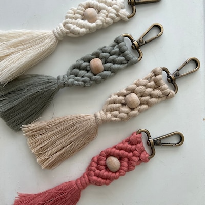 Bulk Macrame Keychain,bridal Shower,bridesmaid Gifts, Wooden Bead ...