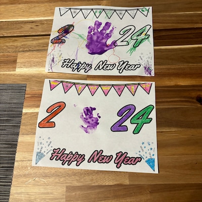 New Year Handprint, 2024 Handprint Art, Happy New Years Craft for Kids ...