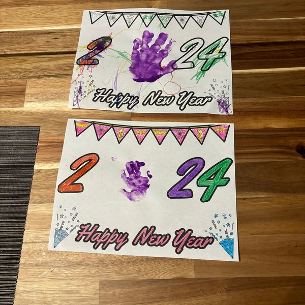 New Year Handprint, 2024 Handprint Art, Happy New Years Craft for Kids ...
