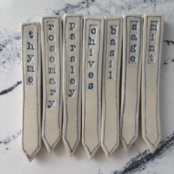 Handmade Pottery Garden Markers, Plant Labels, Ceramic Plant Tags ...