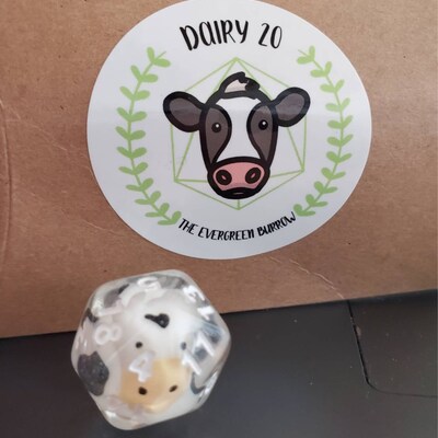 Dairy20 D20 Dice With a Cow Inside Single D20 - Etsy