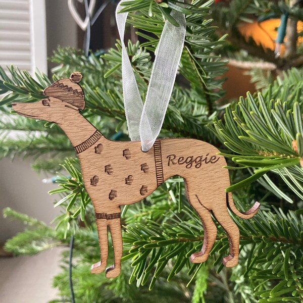 Greyhound Bauble Christmas Tree Decorations Wooden Dog Ornament ...