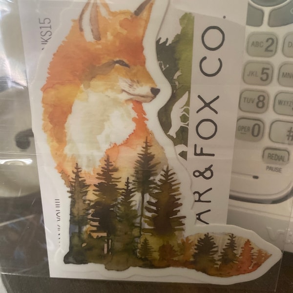 Fox Vinyl Sticker Watercolor Fox Art All Weather Sticker for Tumbler ...