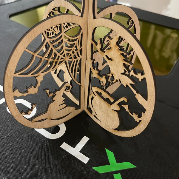 3D Halloween Pumpkin - SVG Laser Cut File With a Witch, a Cauldron, a ...