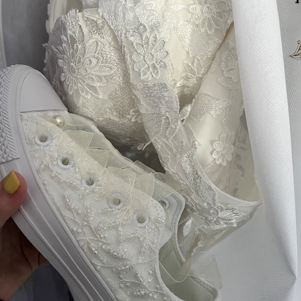 Ivory Wedding Converse for Bride, Custom Converse Shoes for Wedding ...