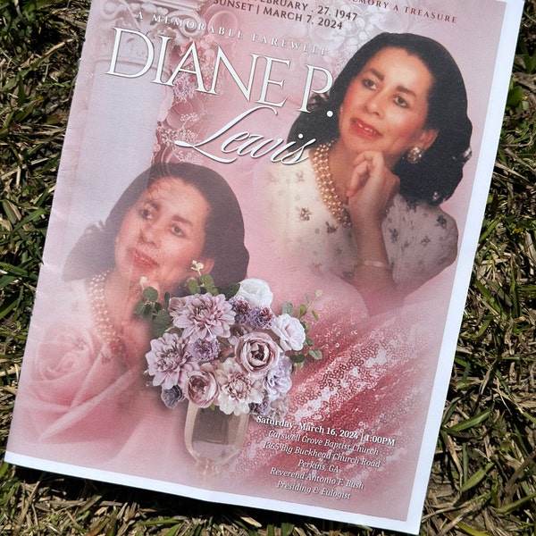 Funeral Program 17x11editable Template TRIFOLD Womens Purple in Loving ...