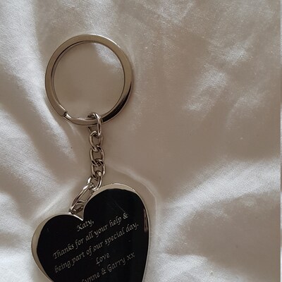 Personalised Engraved Heart Keyring Silver Heart Keyring - Etsy