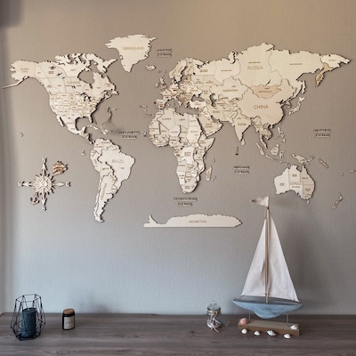 Wooden Europe Map Geography 3D Wall Decoration Art for Living Room ...
