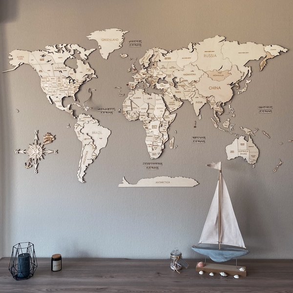 Wooden Europe Map Geography – 3D Wall Decoration Art for Living Room ...