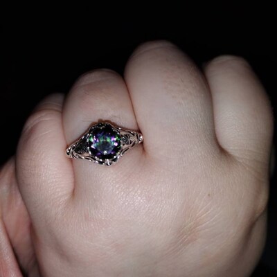 Ruby Ring/ Sterling Silver/ 20ct Big Huge Square Cut Simulated Red Gem, Vintage Art Deco Revival ...