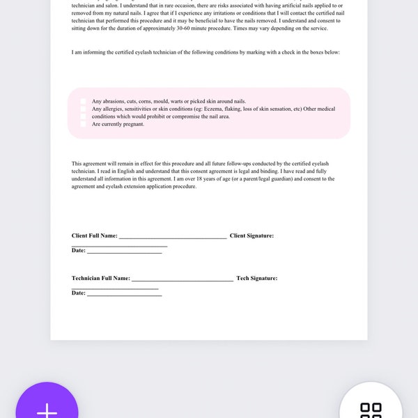 4 Page Lash Tech Client Consent Forms, Client Consultation Forms ...