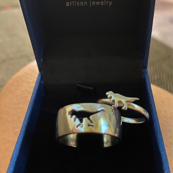 T-rex Dinosaur Promise Ring for Couples - Trex Jewelry, Matching His ...