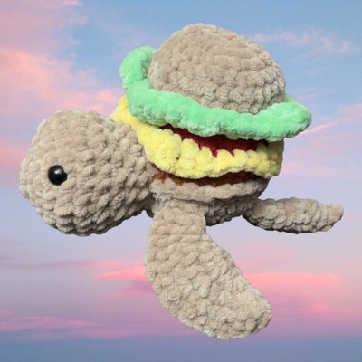 Burger Turtle Crochet Pattern PDF Download Beginner Friendly Amigurumi ...
