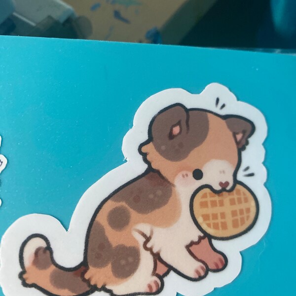 Waffle Cat Sticker / Cat Sticker / Kitten Sticker / Cute Animal Sticker ...