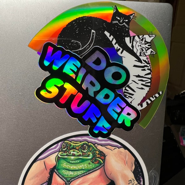 Do Weirder Stuff Holographic Sticker | Shiny Rainbow Laptop and Water ...