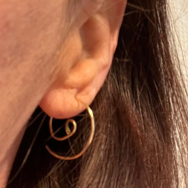 Gold Arc Threader Hoop Earrings, 14k Gold Filled Threaders, Smooth Flat ...