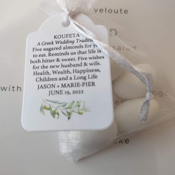 Koufeta A Greek Wedding Tradition Tags Five Sugared Almonds Olive ...