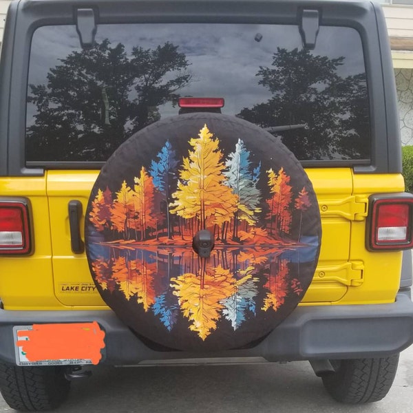 Nature Reflection Forest Trees Wildlife Outdoor Spare Tire Cover, Retro ...
