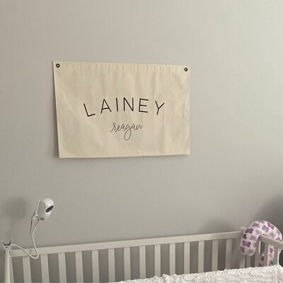 Baby Name Flag Nursery Canvas Flag Nursery Name Sign Custom Name Banner ...