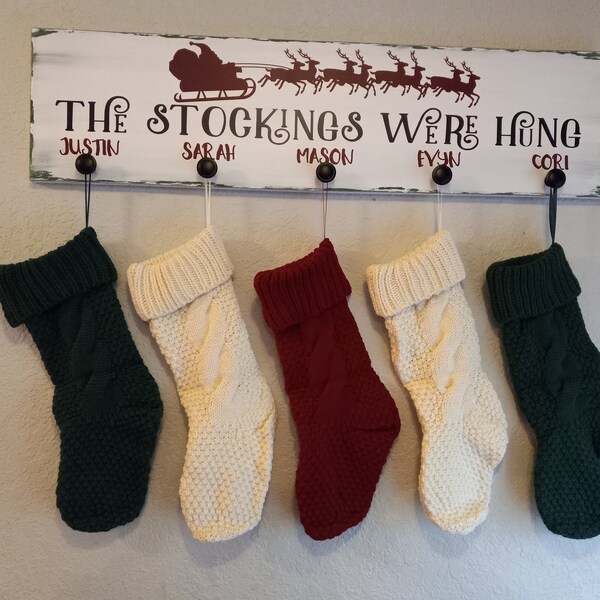 Christmas Stocking Holder Sign Personalized With Names the Stockings ...