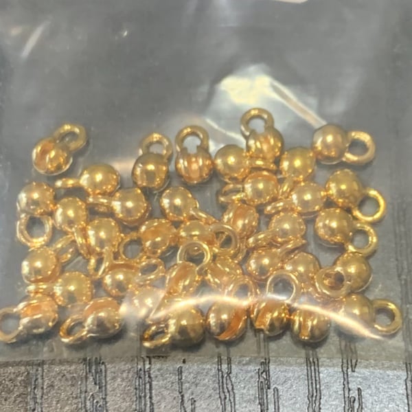 20pcs Gold Crimp Ends, Cord Ends, Clam Shell Bead Tip, Ball Chain ...