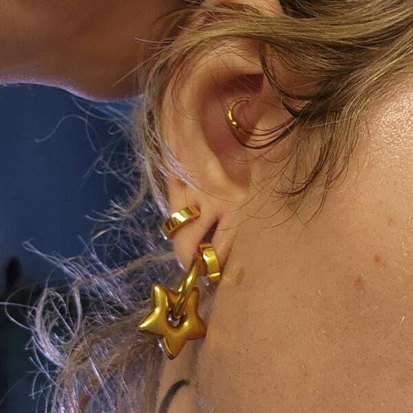 Star Hoops | Hypoallergenic Y2k Grunge Alt Goth Punk Edgy Chunky ...