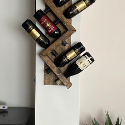 Zig Zag Wine Rack the Ziggy Zag Z Geometric Rustic Wood Wall Mounted ...