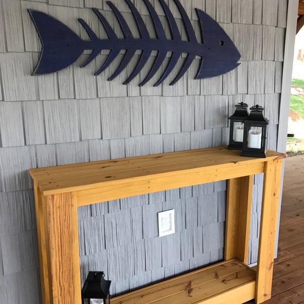 Fish Skeleton Fish Decor Fish Wall Decor Wooden Fish Art Beach Coastal ...